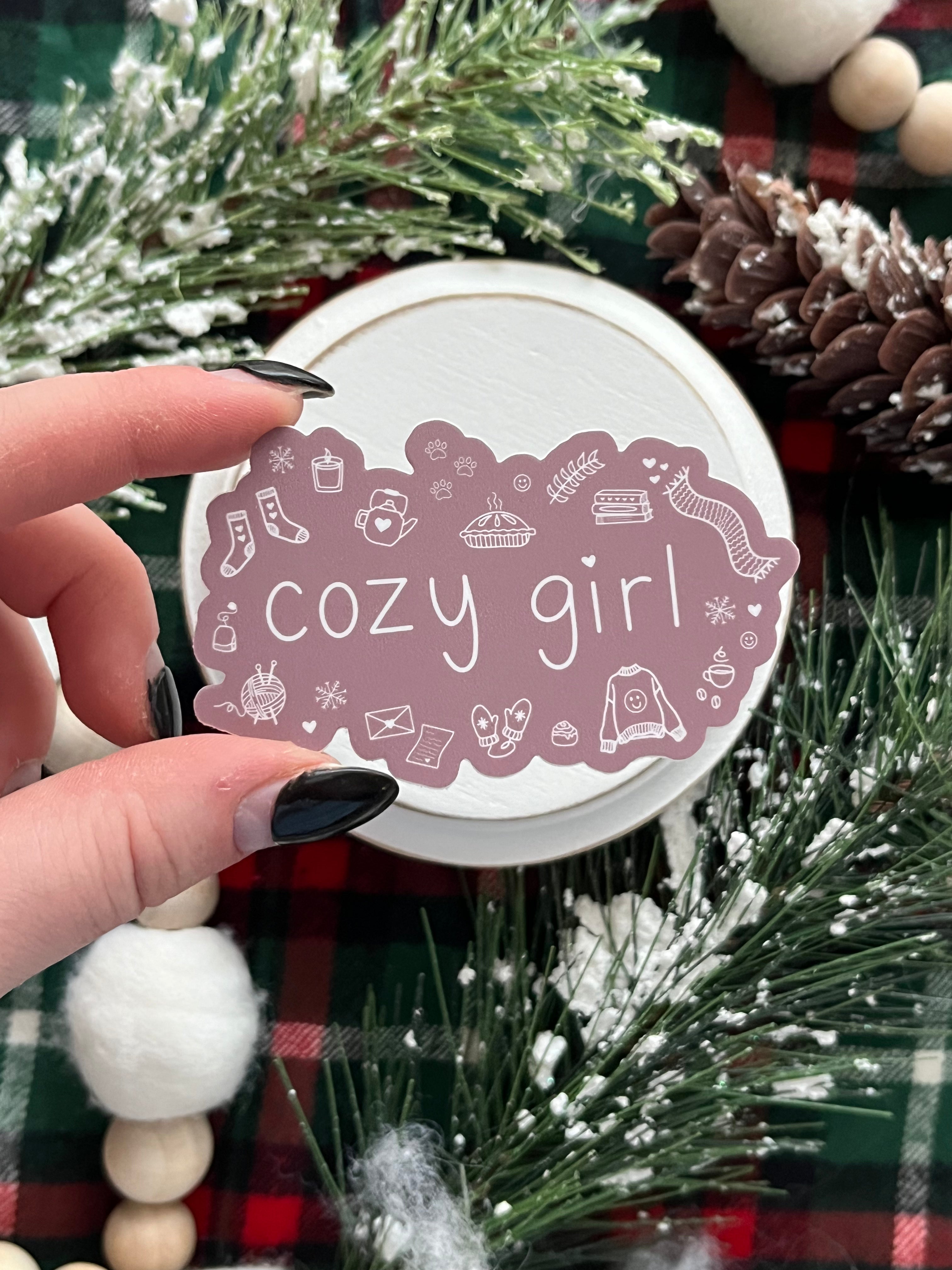 Cozy Girl Sticker / Winter Cozy Girl Doodle Sticker Laptop Water Bottle ...