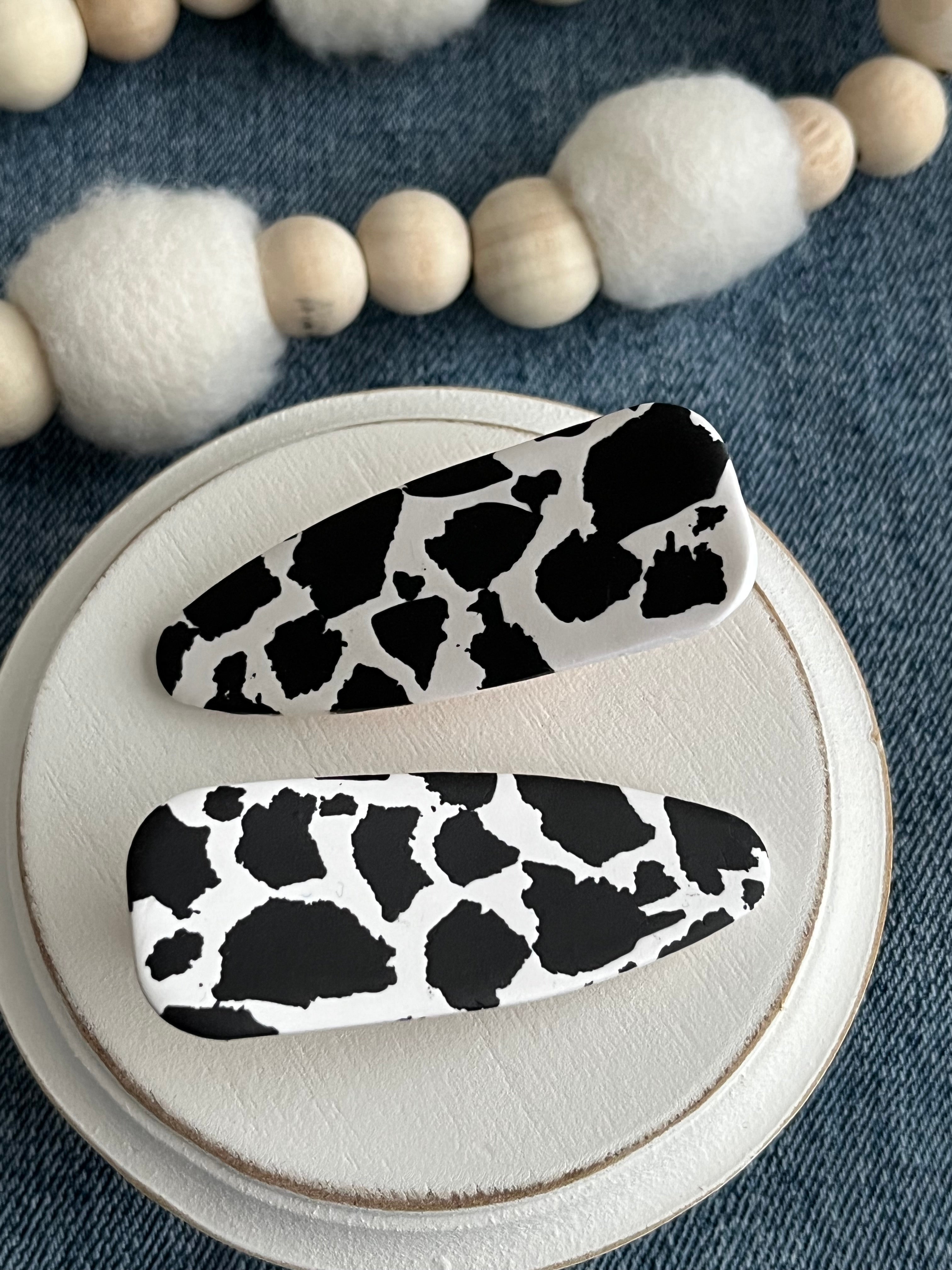 Cow Print Hair Clip / Cow Handmade Polymer Clay Hair Accessories ...
